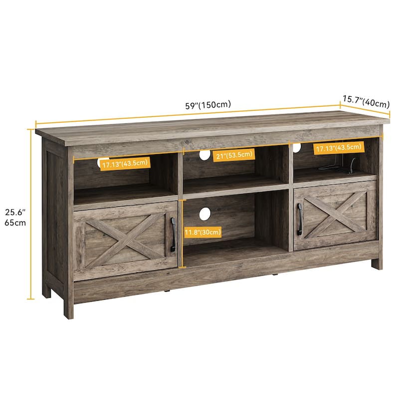 Moasis 70"/59" Farmhouse TV Stand for 80"/65" TV with Outlet and Lights - On Sale - Overstock ...